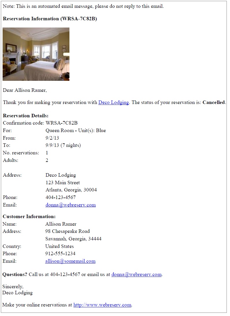 Canceled Reservation